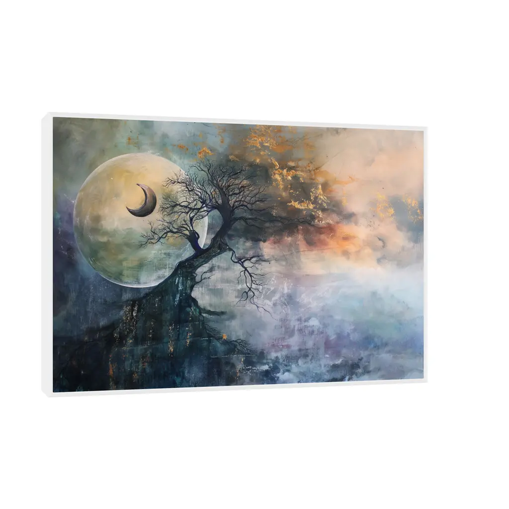 Canvas Slika na platnu Mesec u mesecu, 120x80cm, Sa ramom, Beli