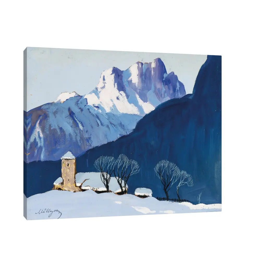 Canvas Slika na platnu Winterlandschaft vor Bergkulisse, Oskar Mulley, Bez rama, 50x40cm