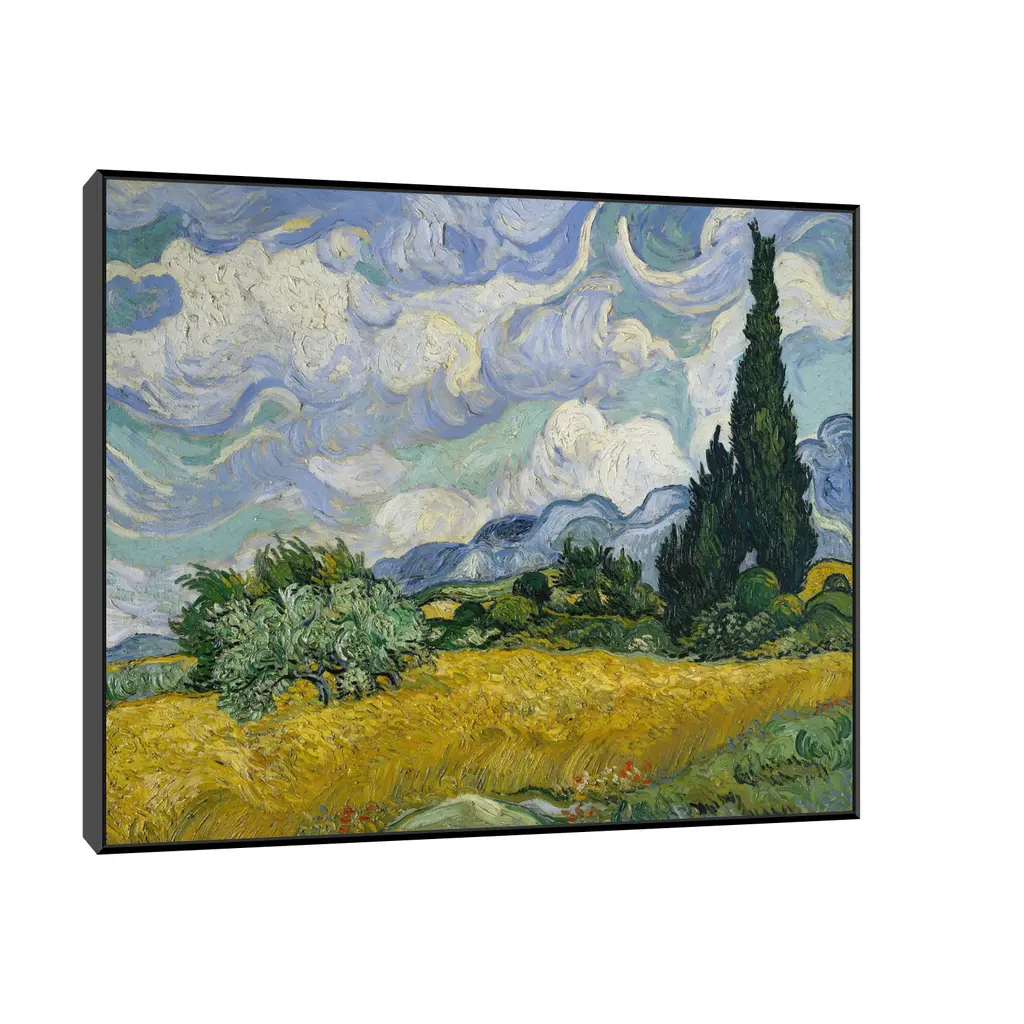 Canvas Slika na platnu Wheat Field with Cypresses, Vincent van Gogh, 50x40cm, Sa ramom, Crni