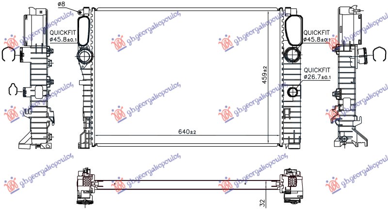 HLADNJAK MOTORA 3.0 DIZEL – 5.5 BENZIN (MAN/AUTO) (640×459) (NISSENS) MERCEDES CLS COUPE 2004-2008 (W219) (OEM: 2115003402)