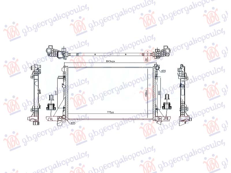 HLADNJAK MOTORA 2.3 DIZEL (MAN) (773×478) (CEVI DIJAGONALNO) (VALEO) RENAULT MASTER/MASCOTT 2015-2019 (FV) (OEM: 2141000Q0H, 214106556R)