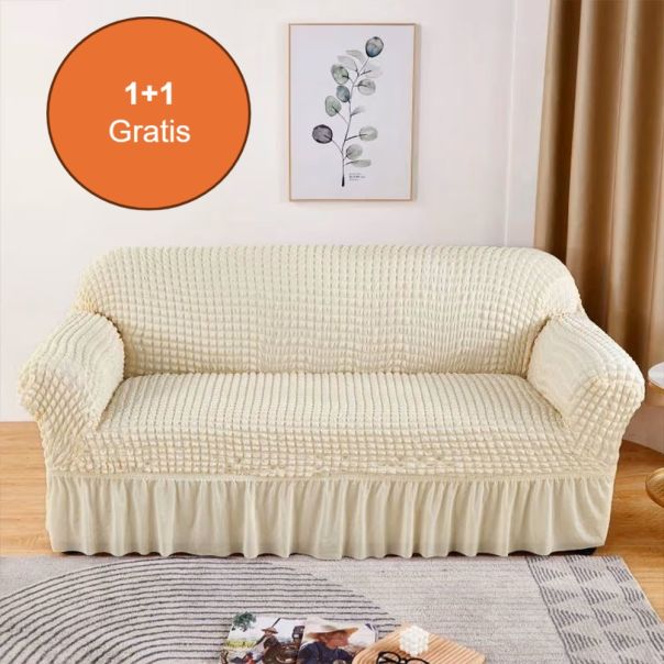 Homemates 1 plus 1 gratis retro pokrivač za dvosede i kauče od 145cm do 185cm - bela