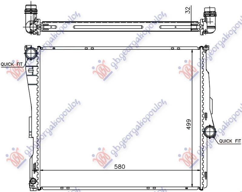 HLADNJAK MOTORA BENZIN/DIZEL (MAN/AUTO) (58×50) (VALEO) BMW X3 2004-2007 (E83) (OEM: 17113400013)