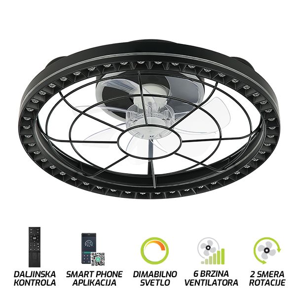 FORMA LED plafonska lampa sa ventilatorom 50W FV2001-50 crna 3000K-6400K