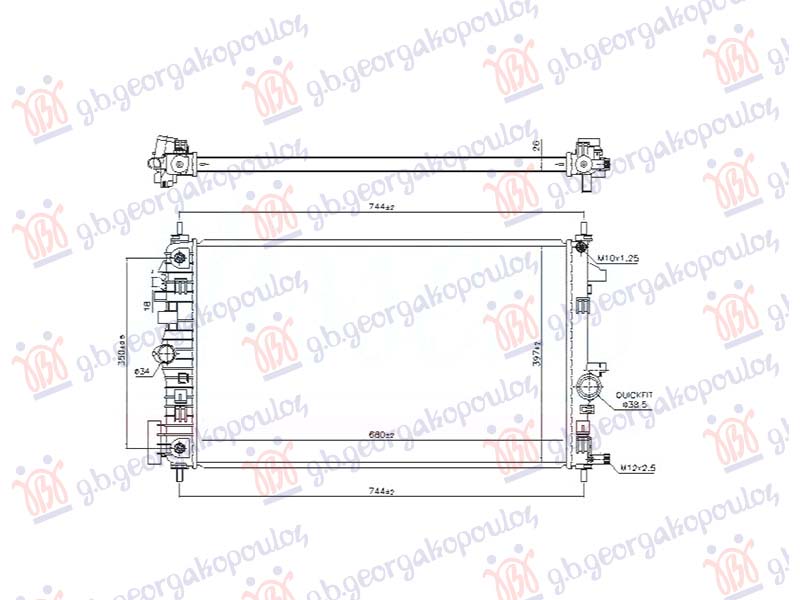 HLADNJAK MOTORA 1.6/2.0 DIZEL (AUTO) (OTOVR ZA SENZOR) (680×398) (VALEO) OPEL INSIGNIA 2013-2017 (G09) (OEM: 1300373, 13437343, 13437347)