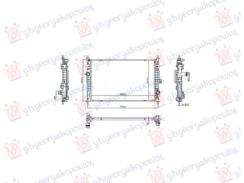 HLADNJAK MOTORA 1.2/1.6 BENZIN/HIBRID – 1.5/1.6/2.0 DIZEL (MAN/AUTO) (650×411) (NISSENS) TOYOTA PROACE CITY 2019- (BKY) (OEM: 3644889, 1623359380, 9815574380)