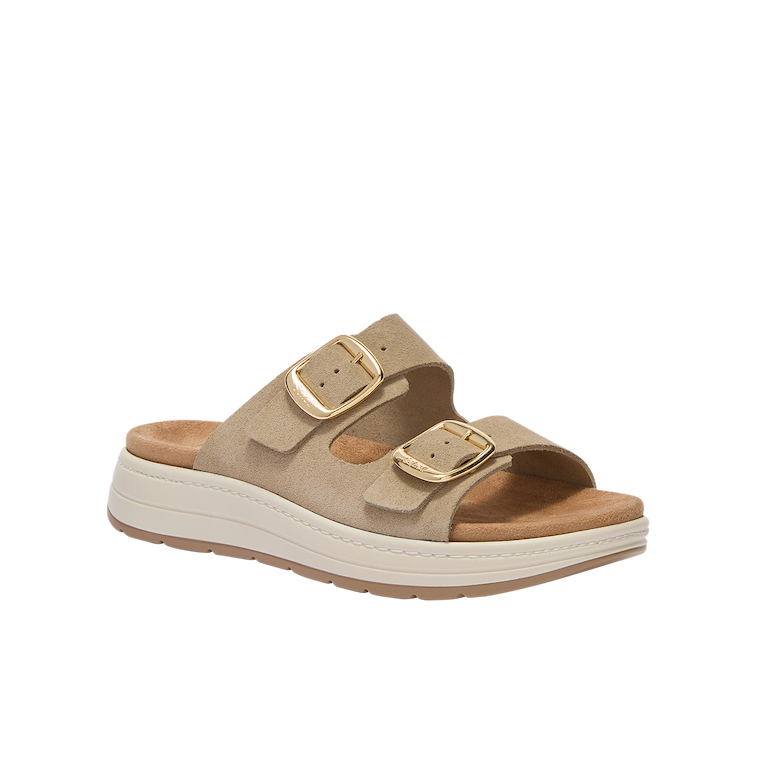 Scholl ženske papuče Scilla 2 buckles-dark beige