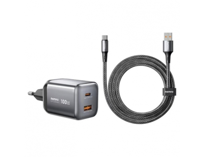 Remax Wisdom Punjač za mobilni telefon 100W USB A/C sa kablom USB-C crni