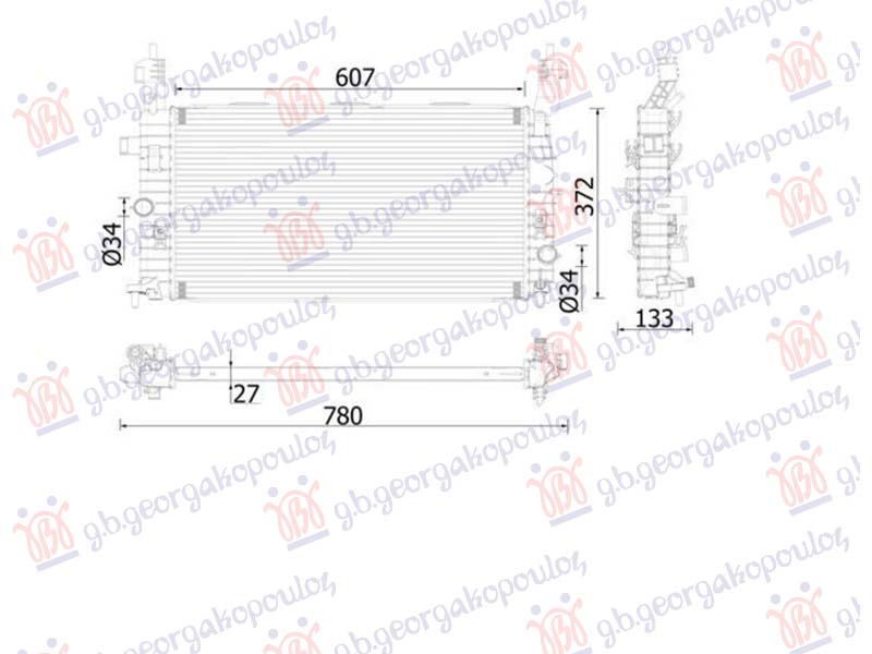 HLADNJAK MOTORA 1.7 CDTi DIZEL (MAN) (610x360x26) (NISSENS) OPEL MERIVA 2003-2010 (X03) (OEM: 1300254, 1300255, 13130038)