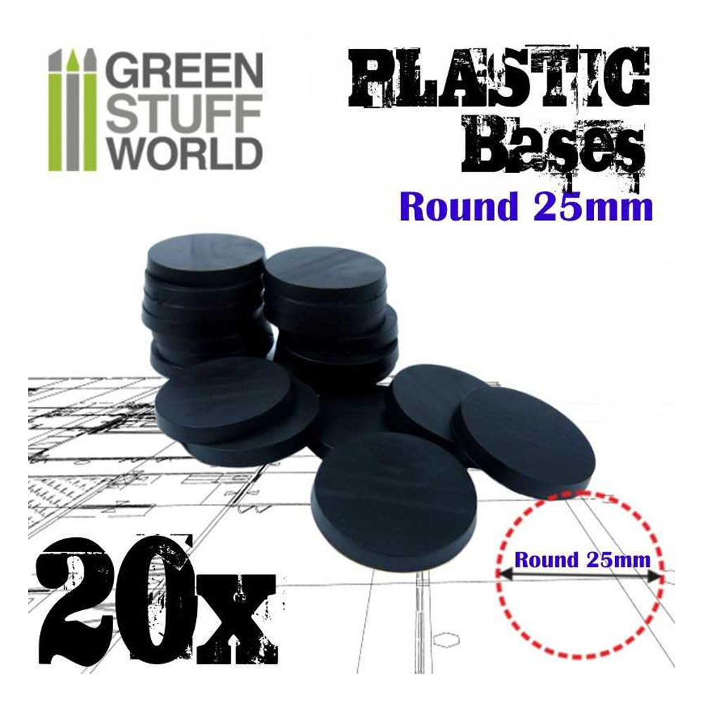 Plastic Round Base 25mm - PACKx20