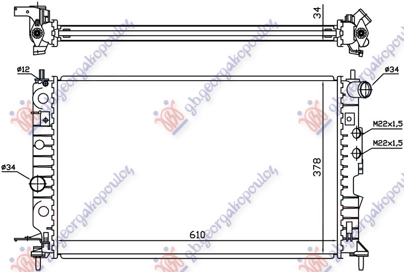 HLADNJAK MOTORA 1.6/1.8 16V (+/-AC) (61×37) (NISSENS) OPEL VECTRA B 1999-2002 (J96) (OEM: 1300185)