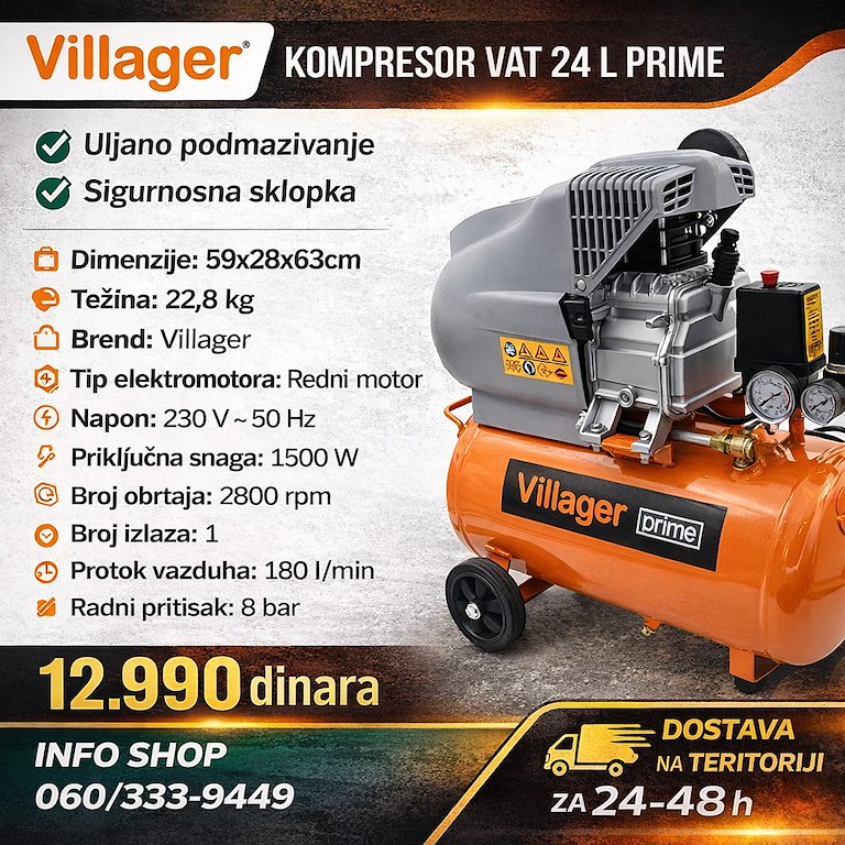 VILLAGER Kompresor VAT 24 L Prime – VAT 24 L Prime
