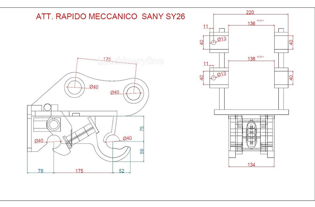 Brza spojnica za Sany SY26U mini bagera