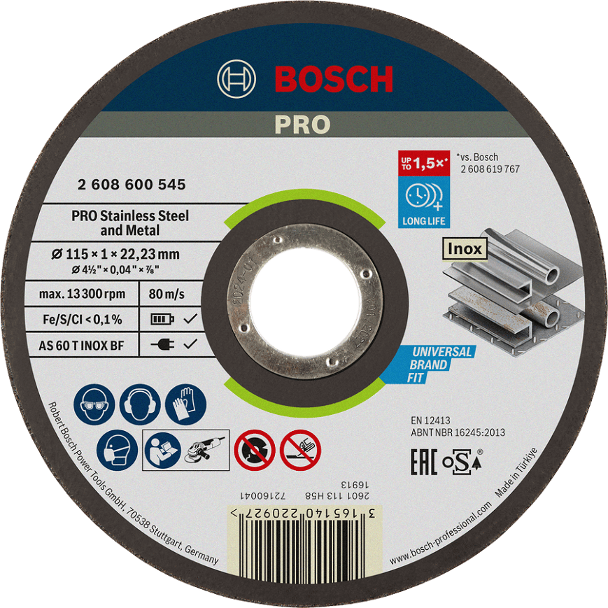 Bosch PRO Stainless Steel and Metal rezna ploča, 115×1×22,23 mm, ravna