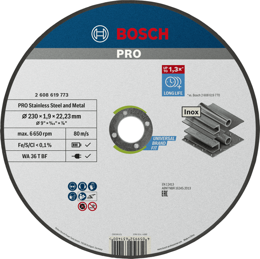 Bosch PRO Stainless Steel and Metal rezna ploča, 230×1,9×22,23 mm, ravna