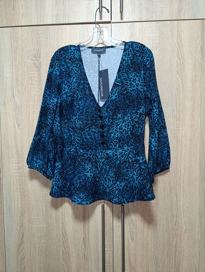 Plava peplum bluzica