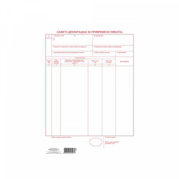 SAŽETA DEKLARACIJA – BLOK