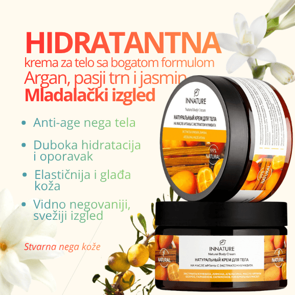 Hidratantna krema za mladalački izgled kože tela Argan, pasji trn i jasmin 250 ml