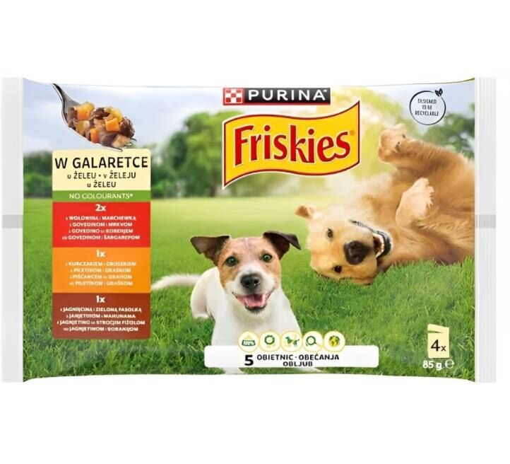 PURINA HRANA ZA PSE - KOMADIĆI MESA I POVRĆA U ŽELEU 4 X 85 G 7495