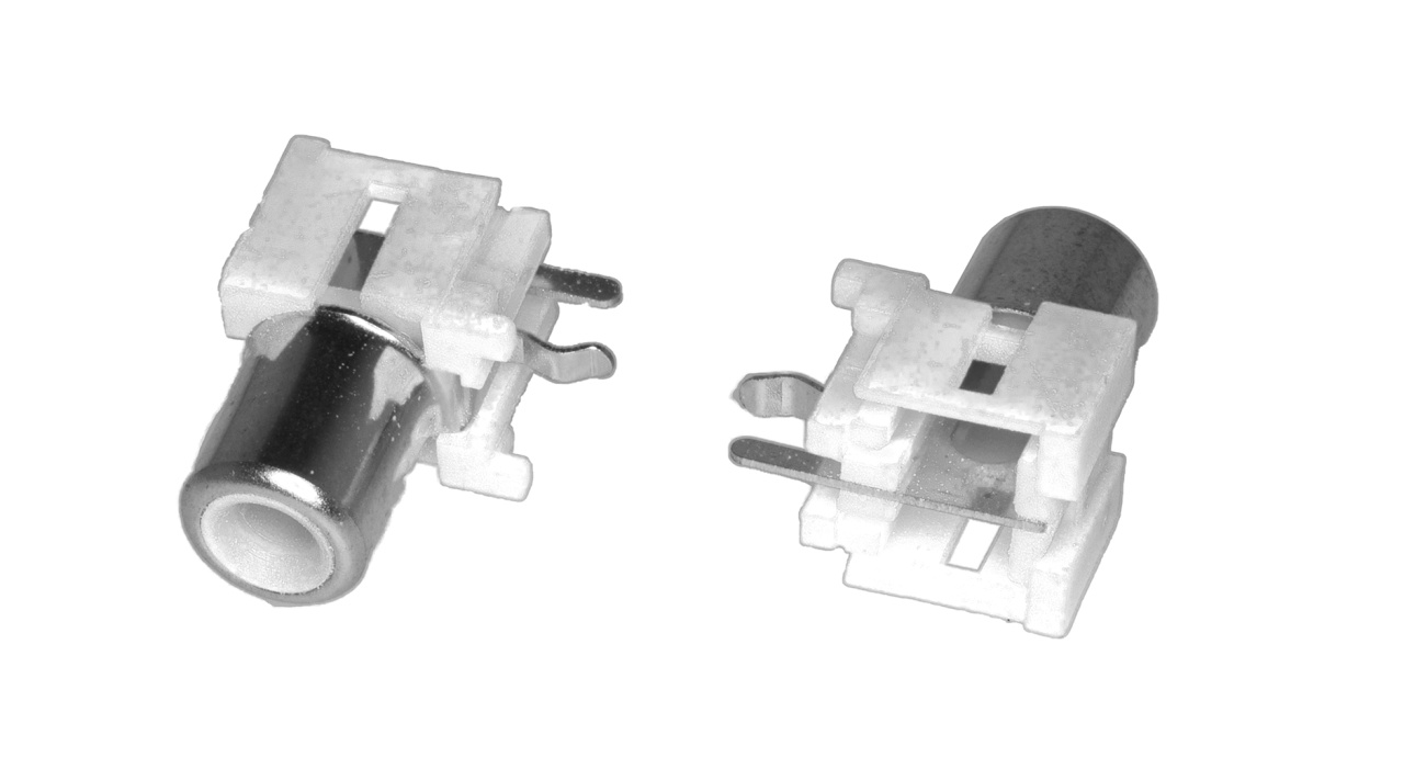 RCA Ženski Konektor za PCB - Beli, Horizontalni (Činč utičnica 90°)