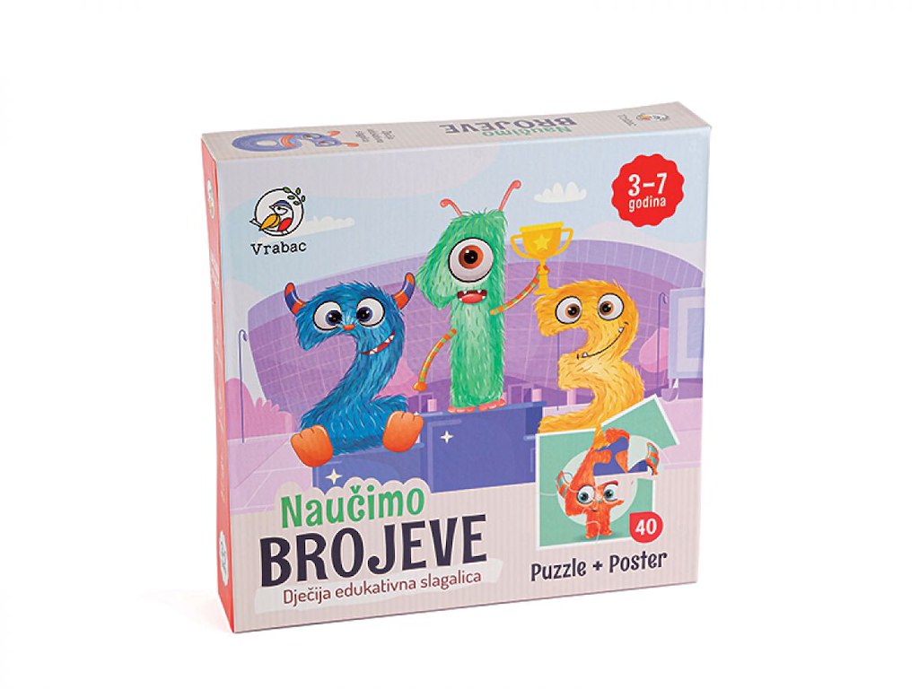 PUZZLE 40 DELOVA UČIMO BROJEVE VRABAC