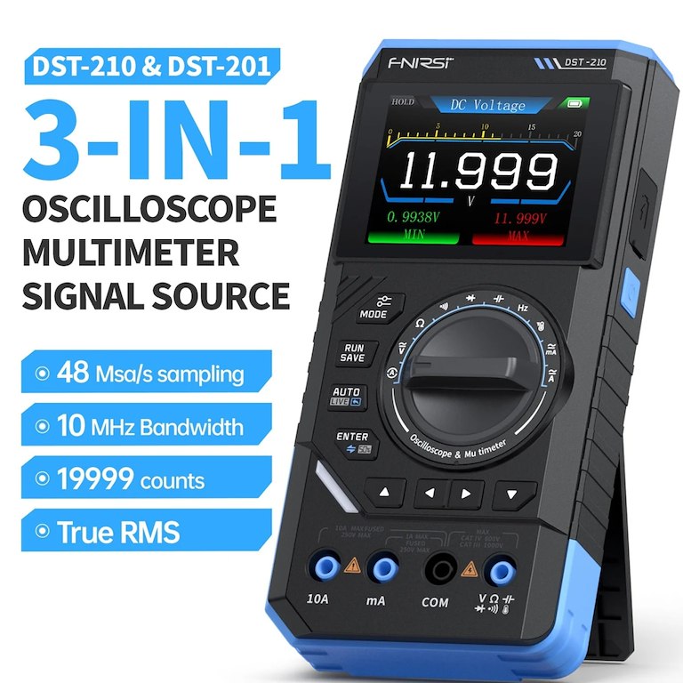 FNIRSI DST-210 Multimetar i Osciloskop 3-u-1 - 10MHz, 48MSa/s, Generator Signala