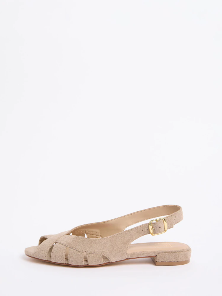 Taupe Veštačka antilop koža - Friends Like These Multi Strap S otvorenim prstima Slingback ravne Baletanke Cipele