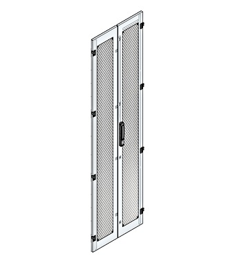 SORAX Ventilated Door, divided, W=600xH=2.200mm,RAL7035
Opening angle of the door 180° (aligned), compatible for mounting a TANlock3 or TANlock1 swivelling lever