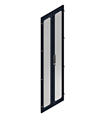 SORAX Ventilated Door, divided, W=600xH=2.200mm,RAL9005
Opening angle of the door 180° (aligned), compatible for mounting a TANlock3 or TANlock1 swivelling lever
