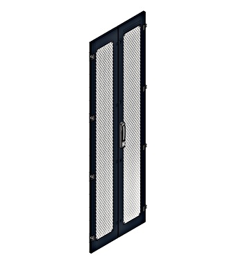SORAX Ventilated Door, divided, W=600xH=2.000mm,RAL9005
Opening angle of the door 180° (aligned), compatible for mounting a TANlock3 or TANlock1 swivelling lever