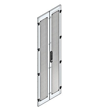 SORAX Ventilated Door, divided, W=600xH=2.000mm,RAL7035
Opening angle of the door 180° (aligned), compatible for mounting a TANlock3 or TANlock1 swivelling lever