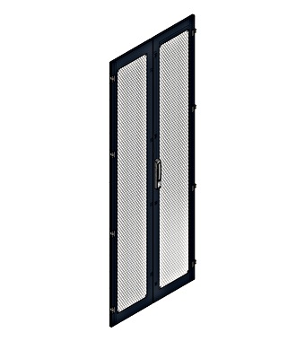SORAX Ventilated Door, divided, W=800xH=2.200mm,RAL9005
Opening angle of the door 180° (aligned), compatible for mounting a TANlock3 or TANlock1 swivelling lever