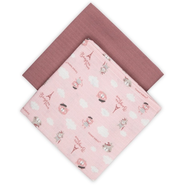 Muslin Pelena 70x70cm 2 Komada Roze Canpol Babies Bonjour Paris 26/901_pin
