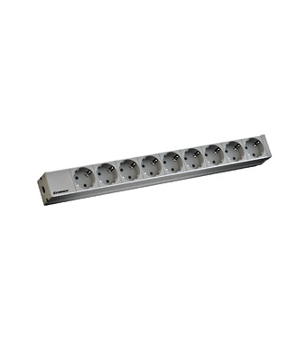19" PDU, 1U, 9xSchuko, 2m, CEE7/7
Light grey, with earthing contact angle plug, incl. mounting bracket with screws