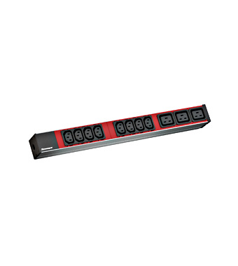 19" PDU, 1U, 8xC13, 3xC19, 2m, C20, red
Red, with earthing contact angle plug, incl. mounting bracket with screws