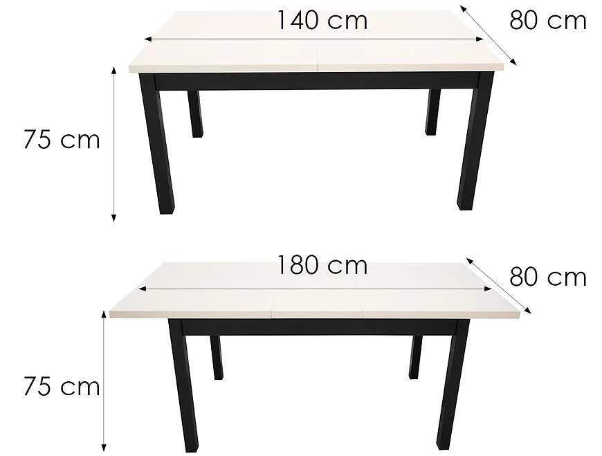 Sto St-67 140x80+40 Kašmir hrast/Crna