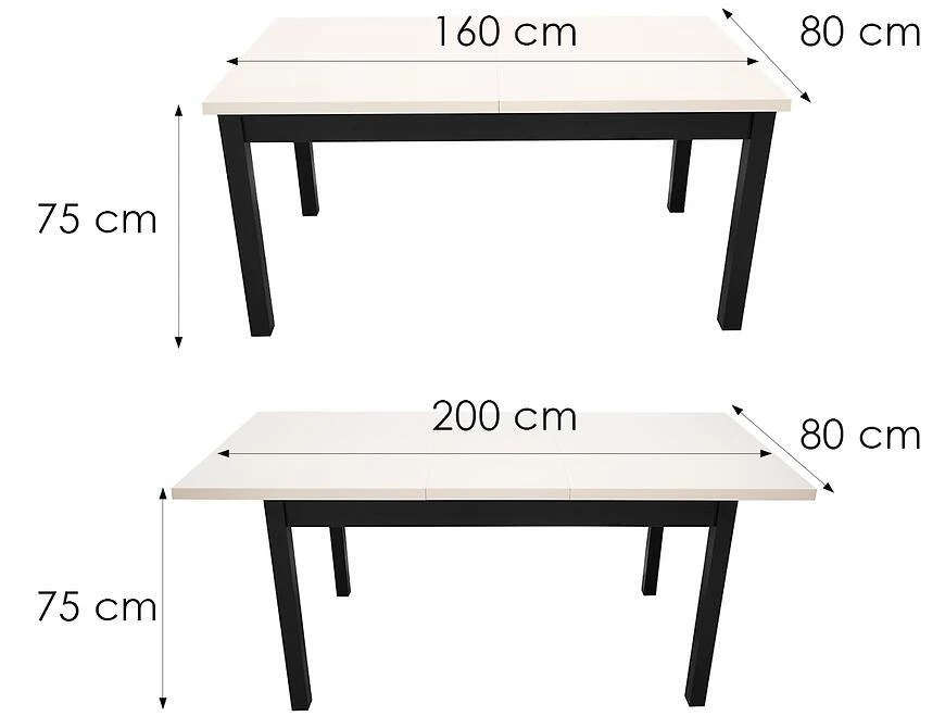 Sto St-67 160x80+40 Kašmir hrast/Crna