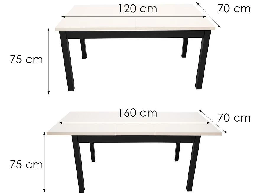 Sto St-67 120x70+40 Kašmir hrast/Crna