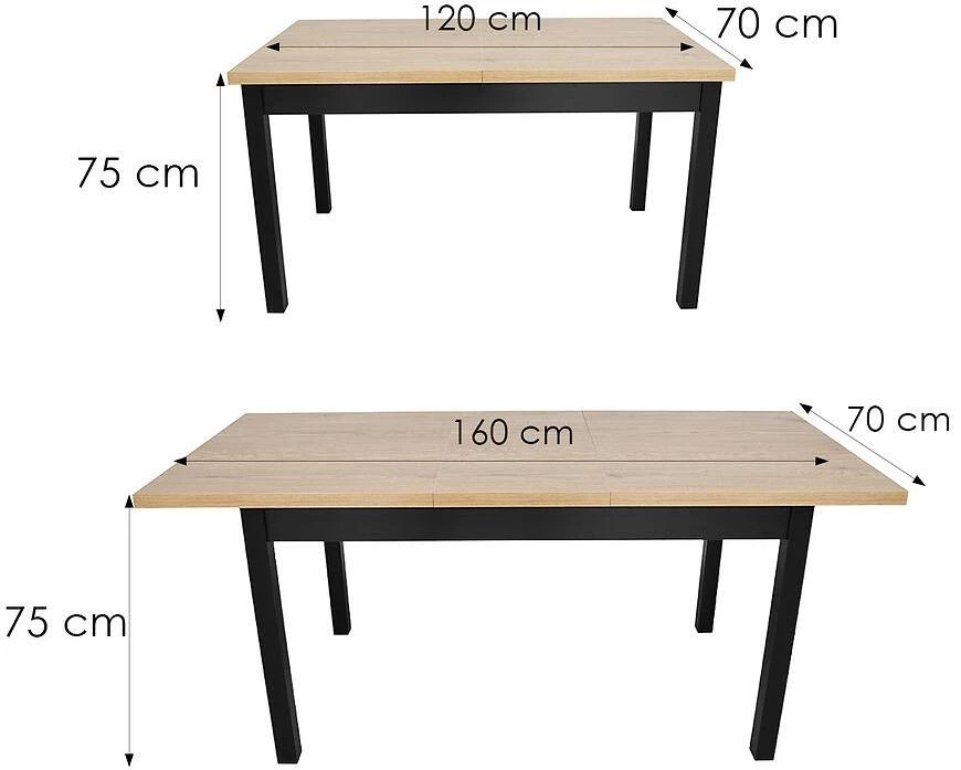 Sto St-69 120x70+40 Cremona hrast/Crna