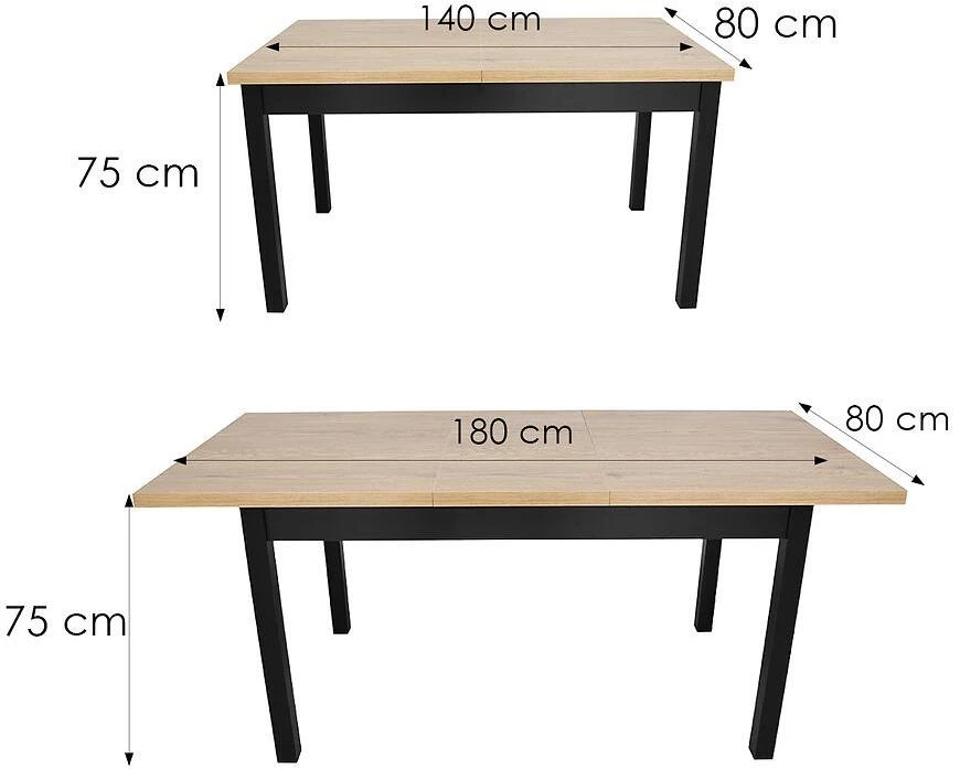 Sto St-69 140x80+40 Cremona hrast/Crna