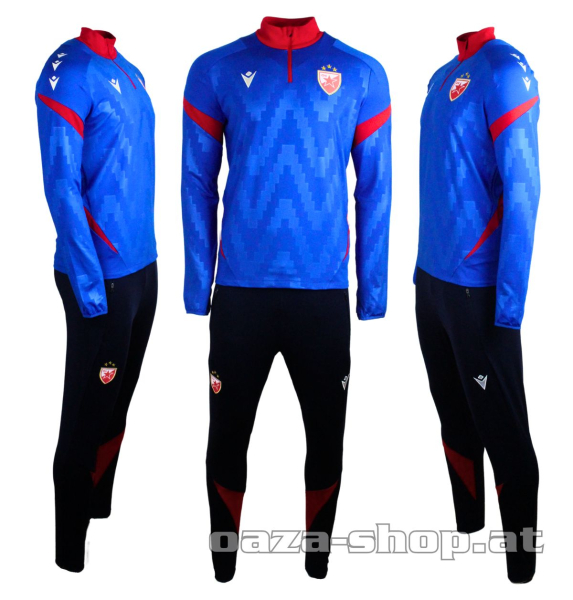 Komplet 1/4 zip trening trenerka Macron Crvena zvezda 2025/26 royalblue