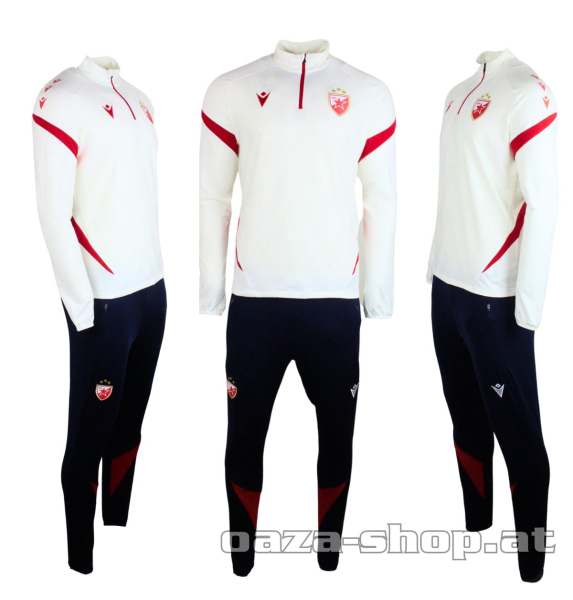 Komplet 1/4 zip trening trenerka Macron Crvena zvezda 2025/26 offwhite