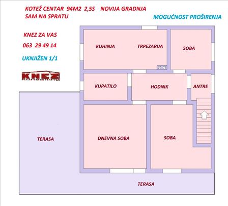 Kotež 2,5, 94m2, uknjižen, adaptibilan u 3,5