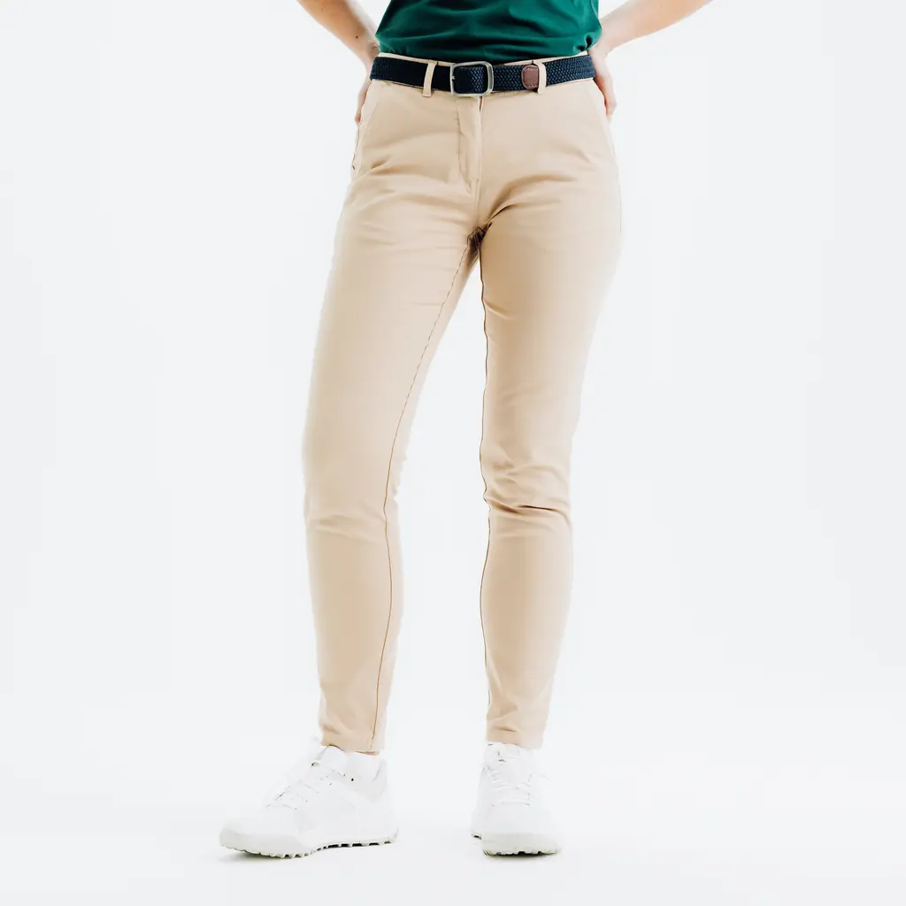 Pantalone za golf MW500 ženske chino pamučne