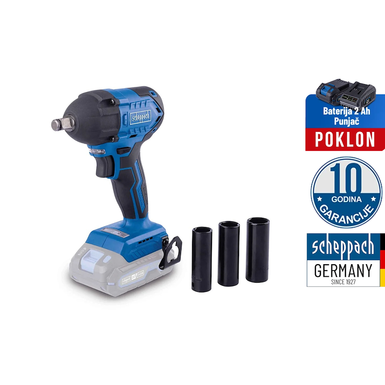 Scheppach Aku udarni odvijač 370Nm 1/2” Brushless IXES BC-IW350-X – Solo +POKLON BATERIJA 2Ah I PUNJAČ