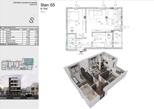 Stan,Novi Sad,Telep Severni,kv: 69.05