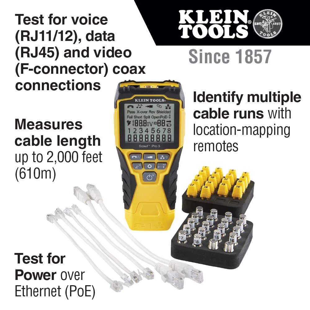 Scout ® Pro 3 Kabl tester komplet za voice, data, video & PoE