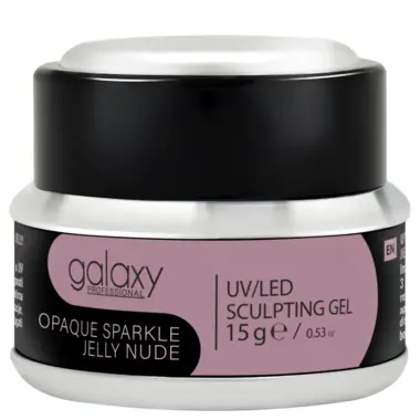GALAXY PROFESSIONAL
Gradivni kamuflažni gel za nadogradnju noktiju - UV/LED Opaque Sparkle Jelly Nude