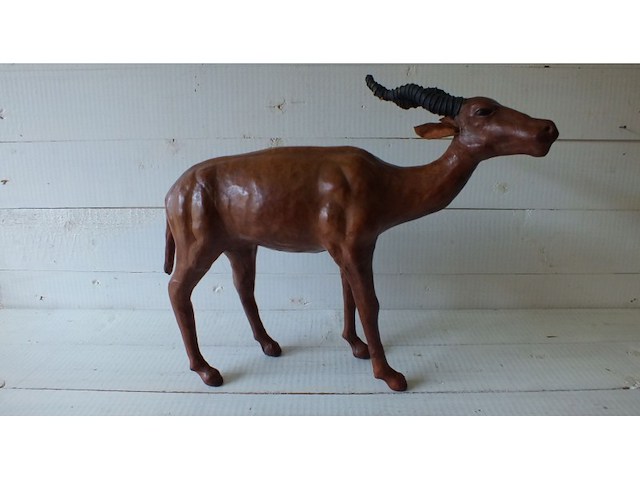 Figura antilope od prirodne kože, ručni rad, 34,5cm