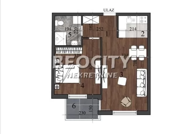Dvosoban stan, 46 m2, Nova Detelinara ID: 130778